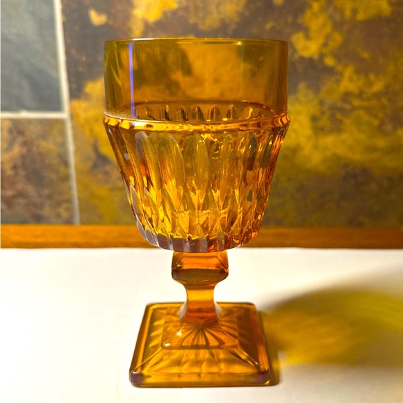 Indiana Glass | Dining | Vintage Indiana Glass Ambergold Diamond Point ...